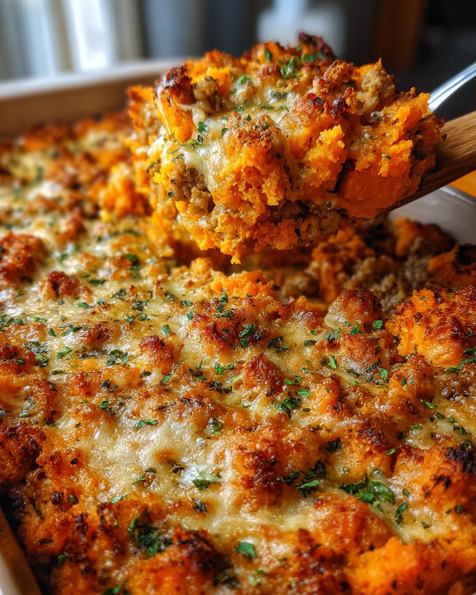 Amazing Easy Ground Turkey Sweet Potato Bake: 1 Pan